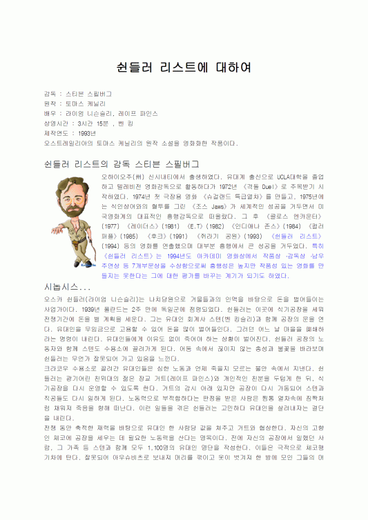 (영화감상문) 쉰들러 리스트