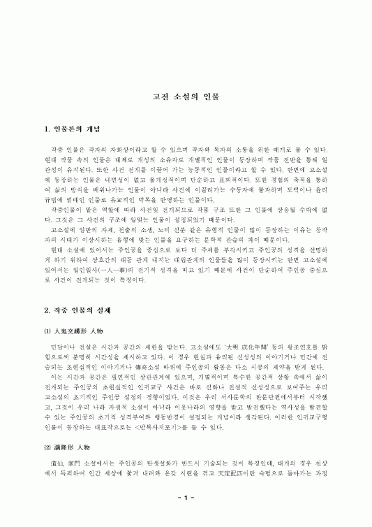 고전 소설의 인물