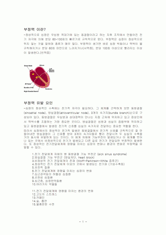 부정맥의 유발 요인과 발생 증상 및 종류