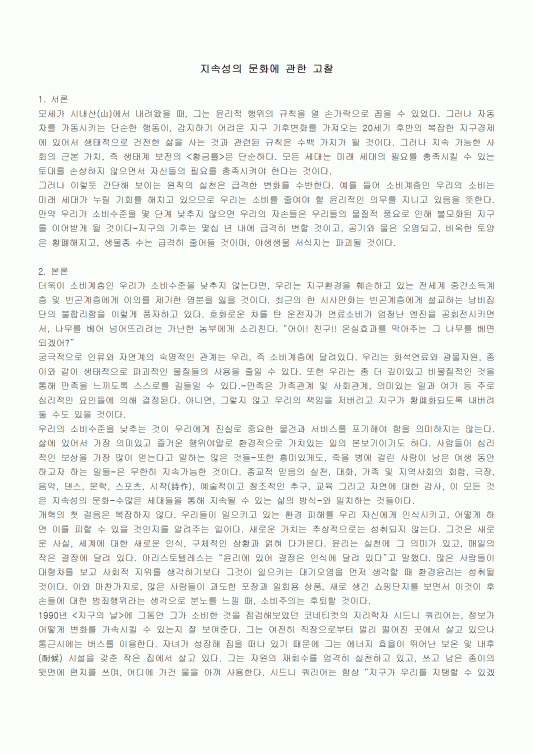 지속성의 문화에 관한 고찰
