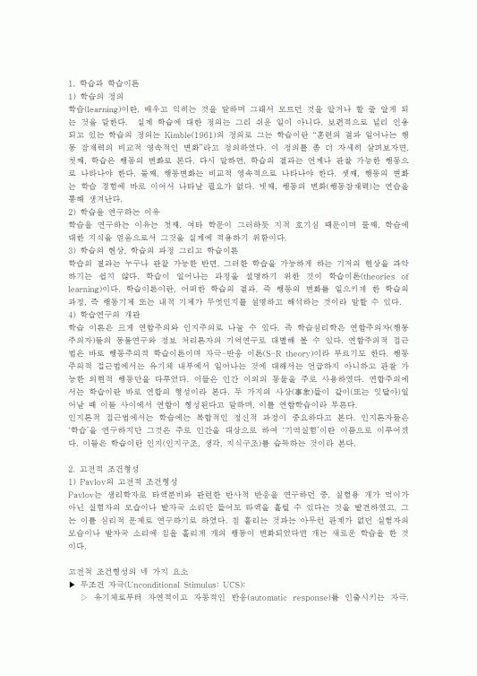 고전적 조건형성과 조작적 조건형성