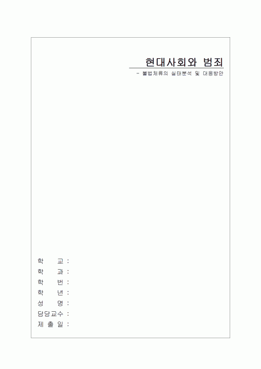 불법체류의 실태분석과 대응방안