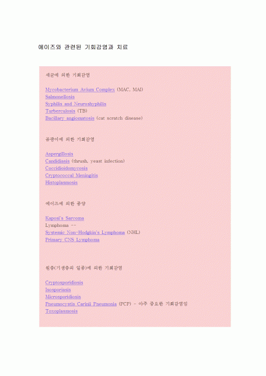 에이즈와 관련된 기회감염과 치료