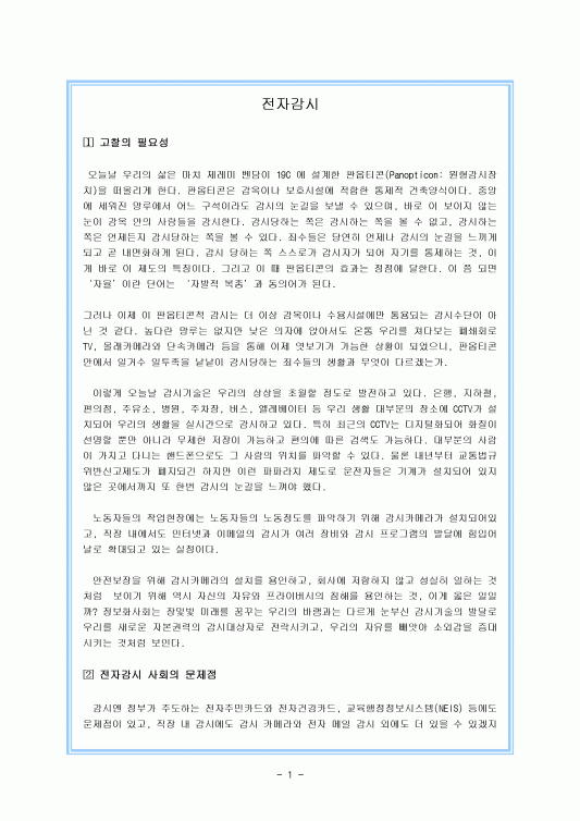 전자감시사회의 문제점과 대안