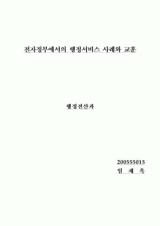 전자정부에서의 행정서비스 사례와 교훈
