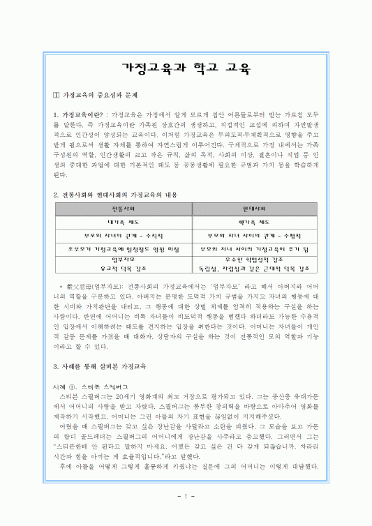 가정교육, 학교교육 그리고 대안교육