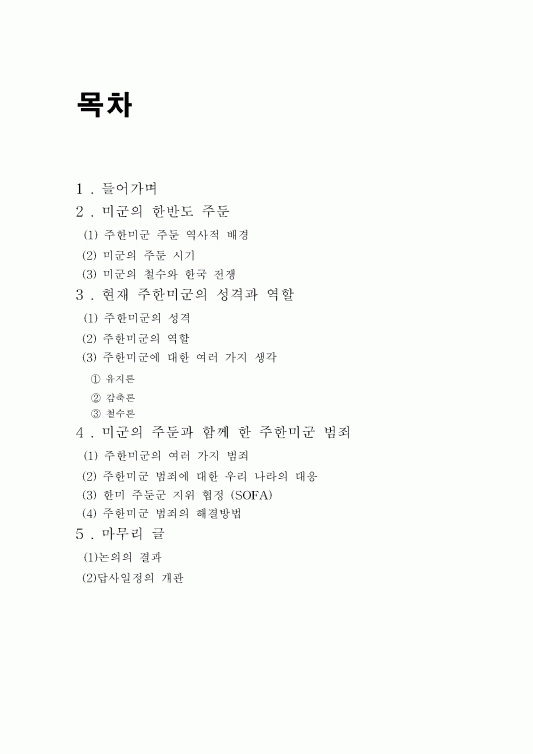 미군의 한반도 주둔