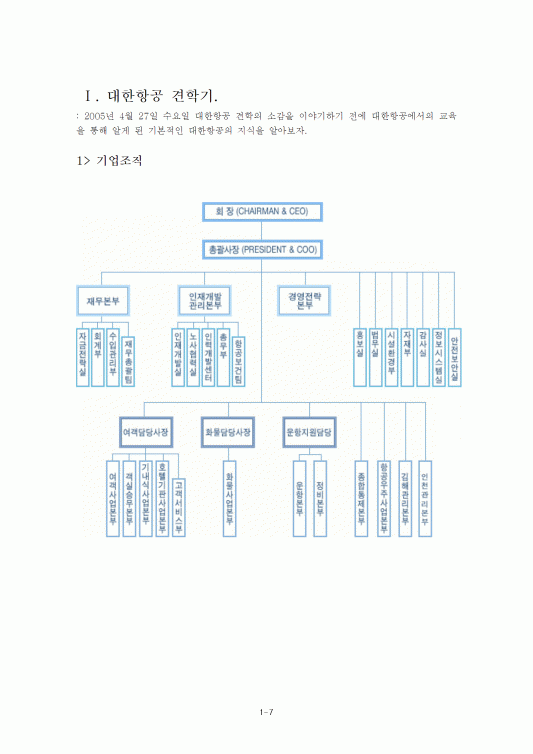 대한항공을 다녀와서 _ 견학 보고문
