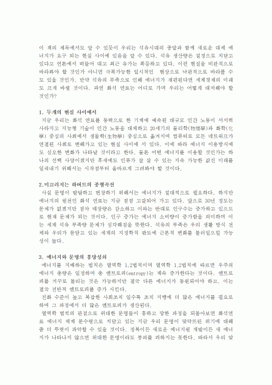 제러미 리프킨의 수소 혁명 - 석유 시대의 종말과 세계 경제의 미래