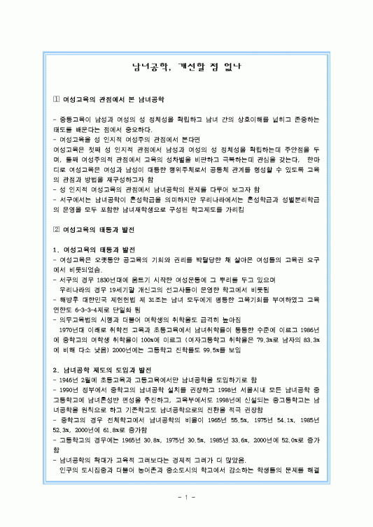 남녀공학의 개선점