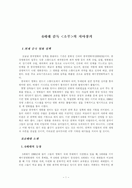 6세대 감독 소무의 지아장커