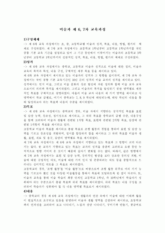 미술과 6,7차 교육과정 비교