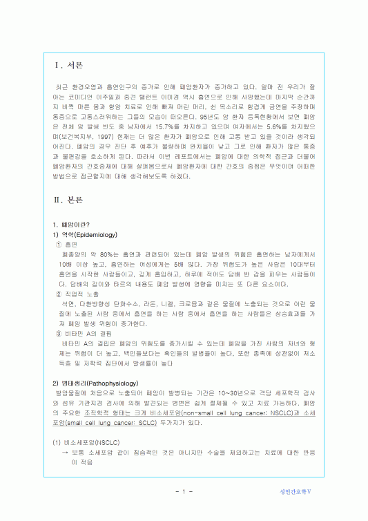 폐암 환자의 간호중재