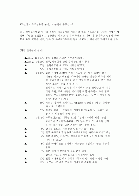 100년간의 독도영유권 분쟁, 그 본질은 무었인가?