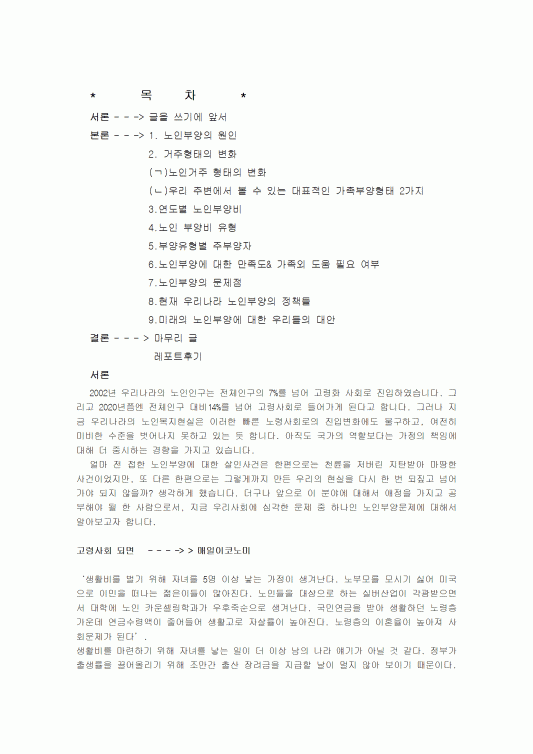 노인부양의 실태와 대안