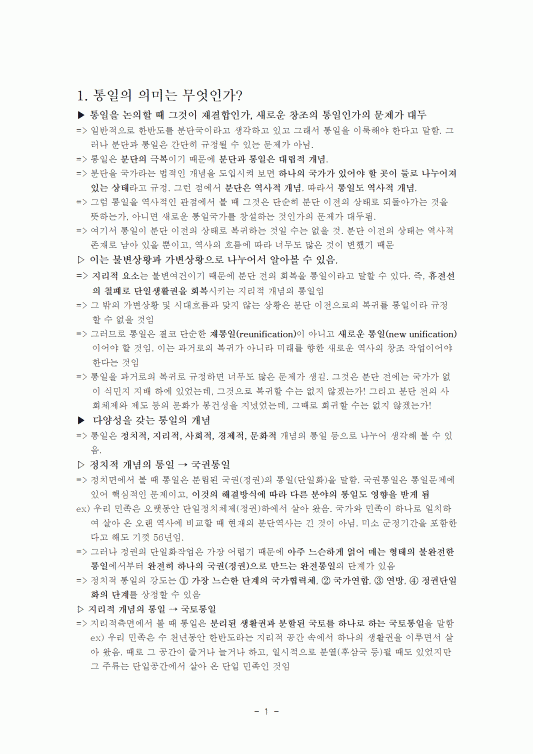 통일론에 관한 모든 자료