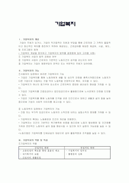 [사회복지] 기업복지