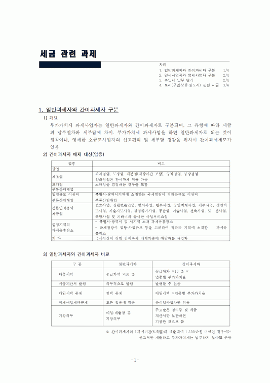 일반과세자 및 간이과세자. 주민세. 토지세 세무회계에 대하여 논하라