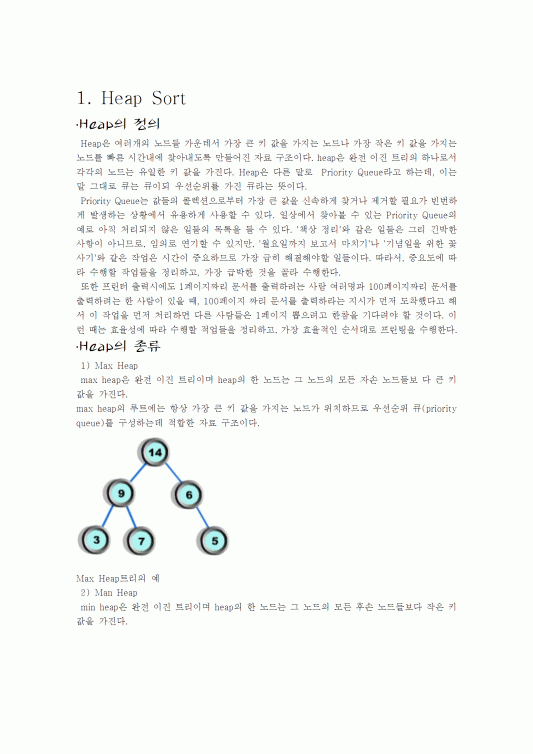 Heap Sort(힘소트)의 정의 종류 및 우선순위 큐(Priority Queue) 힙 정렬의 방법