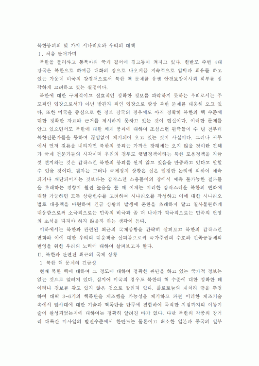 북한붕괴의 몇 가지 시나리오와 우리의 대책