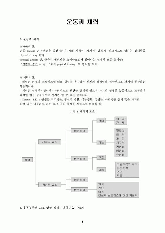 운동과 체력 레포트 자료