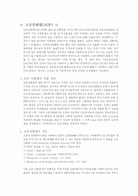 고급산화법 레포트 자료
