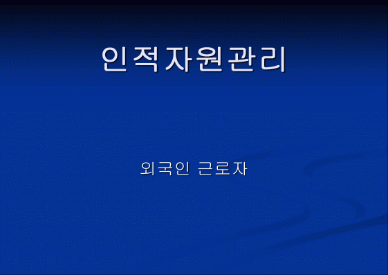 외국인 근로자 _ 인적자원