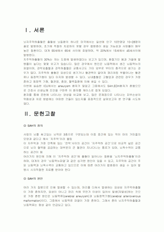 중화자실 case (SAH)