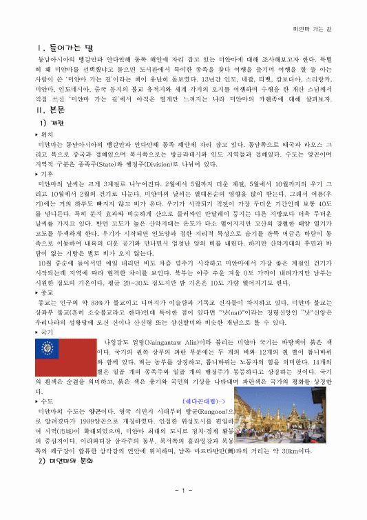 미얀마 가는 길