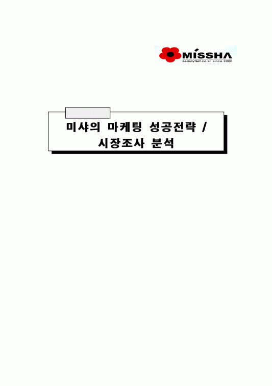 미샤의 성공전략과 설문지 작성(강추-제대로된 리포트:교수님께 극찬)
