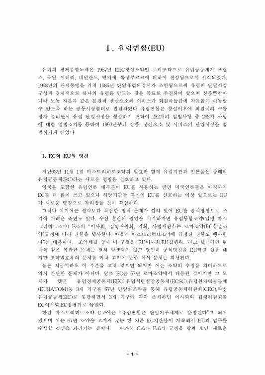 유럽연합(EU)의 발전과정