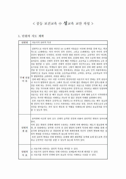 중등 보건 교육