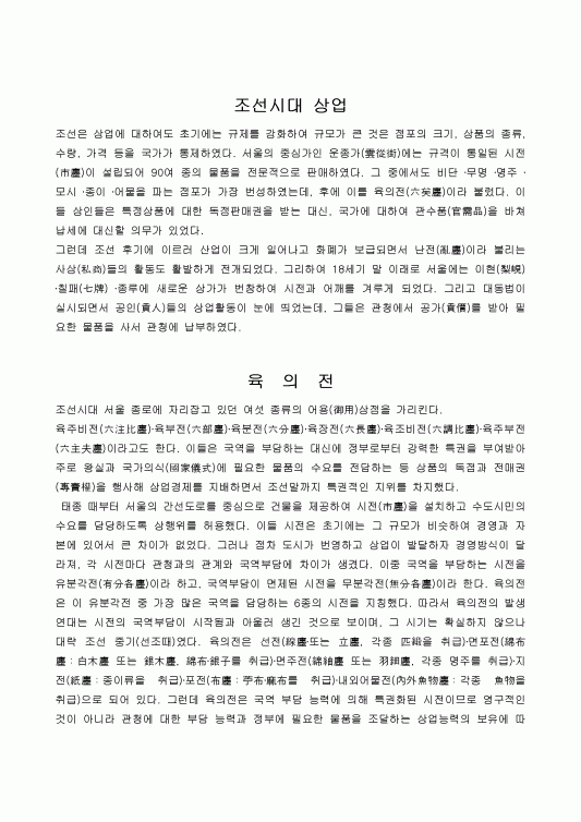 조선시대의 상업