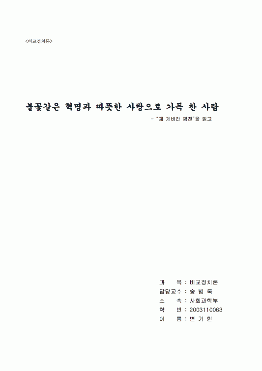 체 게바라 독후감