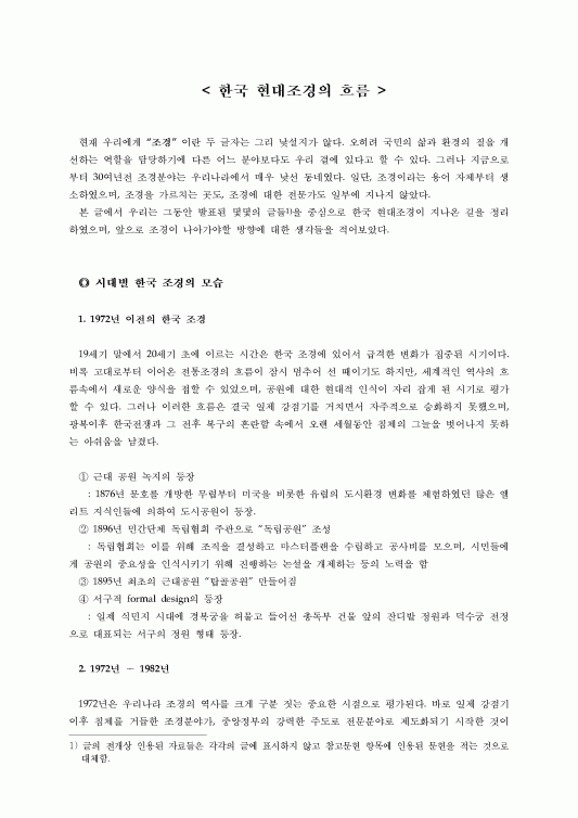 한국 현대 조경의 흐름