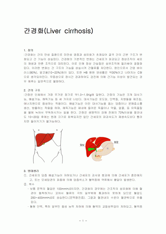 간경화 환자 레포트 자료