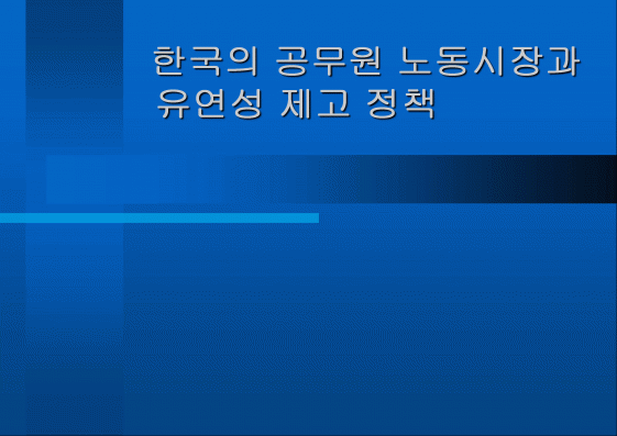 한국의 공무원 노동시장과 유연성 제고 정책