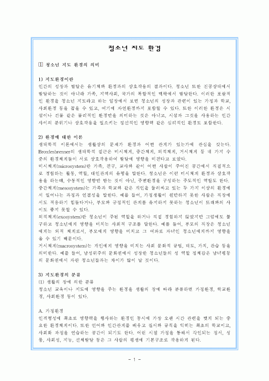 (청소년지도론) 청소년 지도 환경