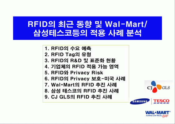 RFID의 동향 및 Wal-Mart, 삼성테스코 등의 사례 조사