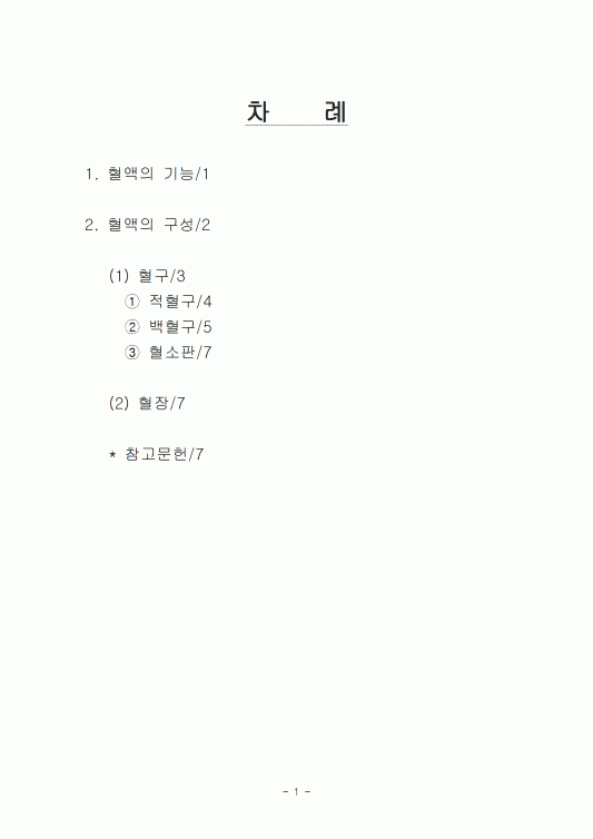 혈액의 기능 및 구성