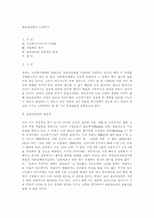 [사회복지]유료 양로원과 노인복지