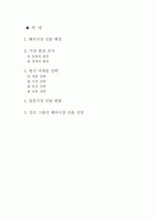 진로소주의 일본시장 진출사례