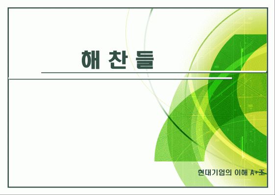 현대기업의 이해-해찬들 기업-분석, 고찰, 결론 <<발표자료>>