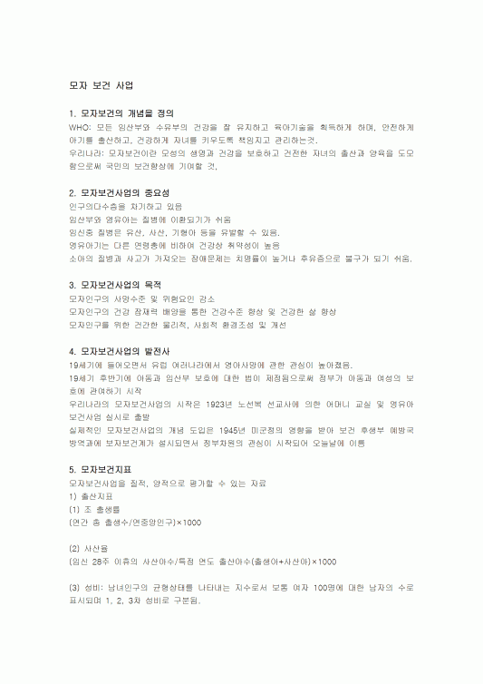 모자 보건 사업