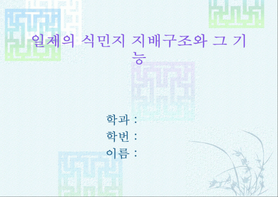 일제식민지 지배구조와 그 기능에 대한 분석