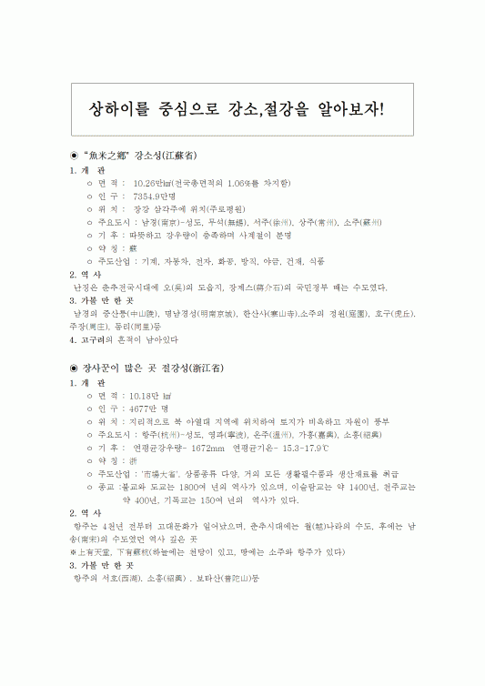 강소성,절강성,상하이의 모든것