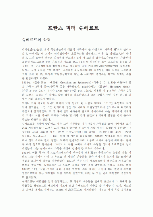 가곡의 왕 슈베르트
