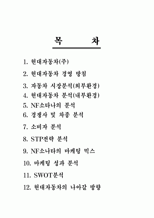 마케팅(NF 소나타) 분석 및 향후 계획