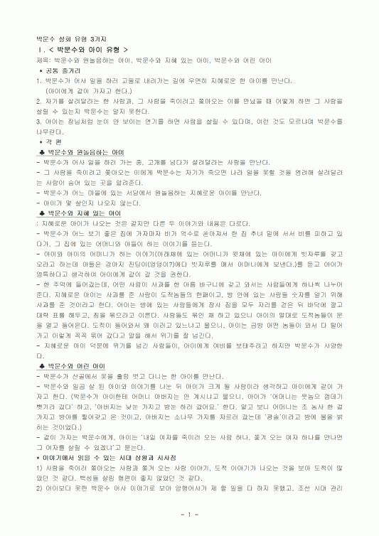 박문수 설화 유형