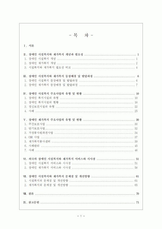 장애인 시설복지와 재가복지